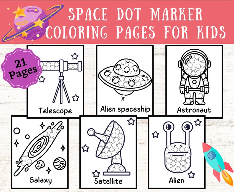 Space Dot Marker Printable Pages for Kids Do a Dot Printable - Etsy ...