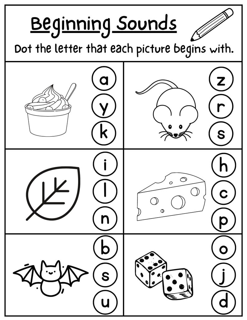 Beginning Sound Worksheets Alphabet Worksheet Letter Sounds - Etsy