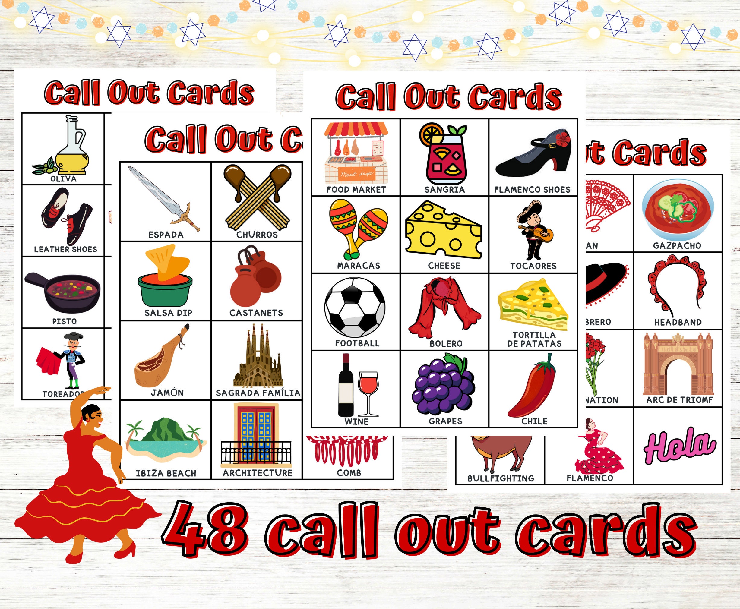 Spain Bingo Cards Barcelona Bingo Cards Spain Printable - Etsy