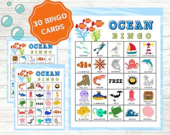 Ocean Bingo Cards: Printable Bingo Cards 50 Cards Kids Game - Etsy Hong ...