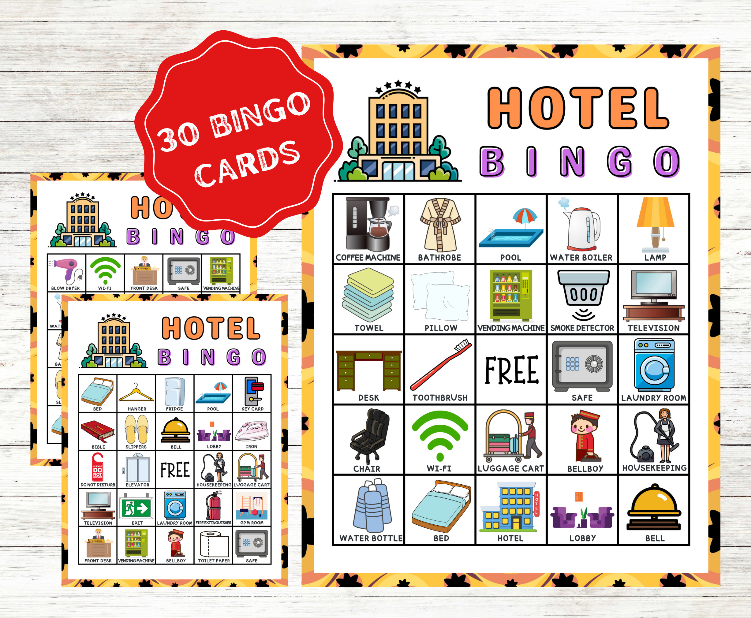 Hotel Bingo Cards Instant Download Travel Bingo Card Road - Etsy