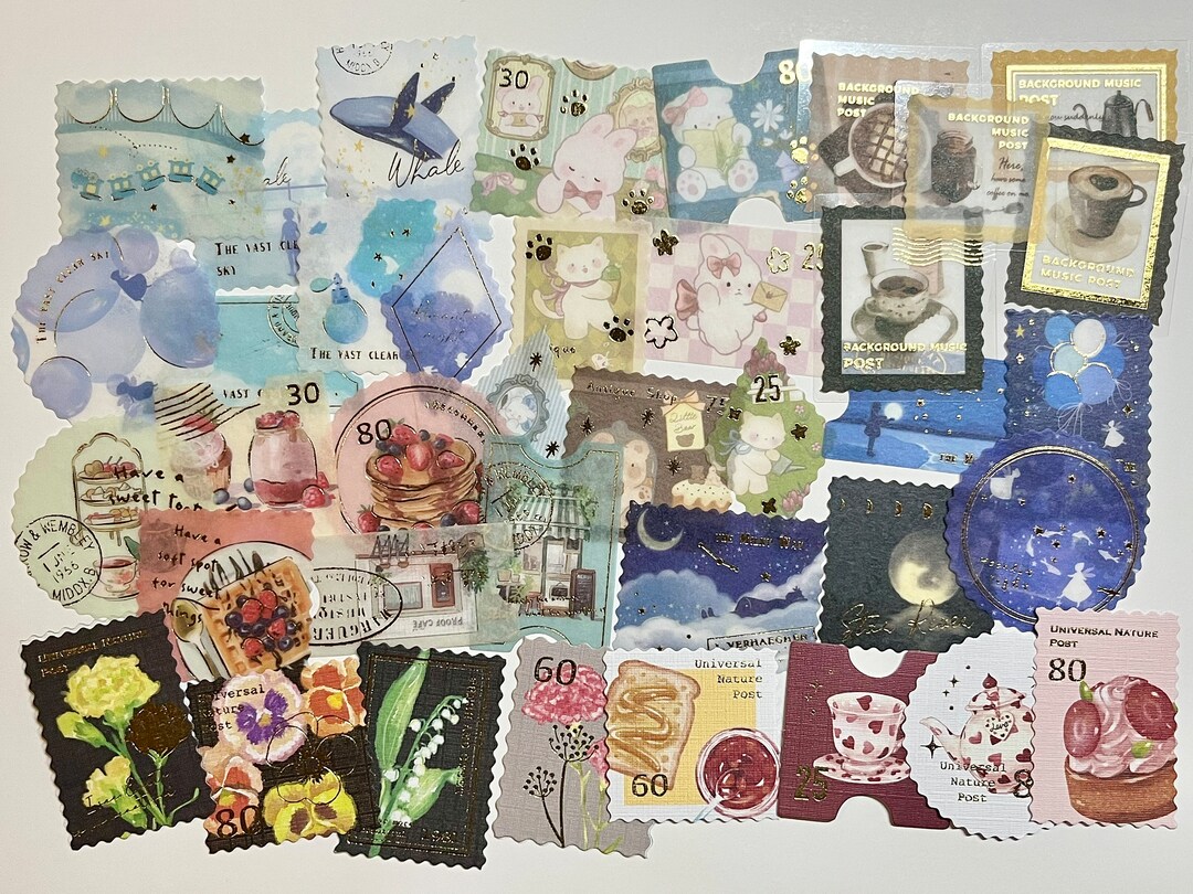 Assorted Stamp Stickers Gold Foil Stamp Stickers - Etsy