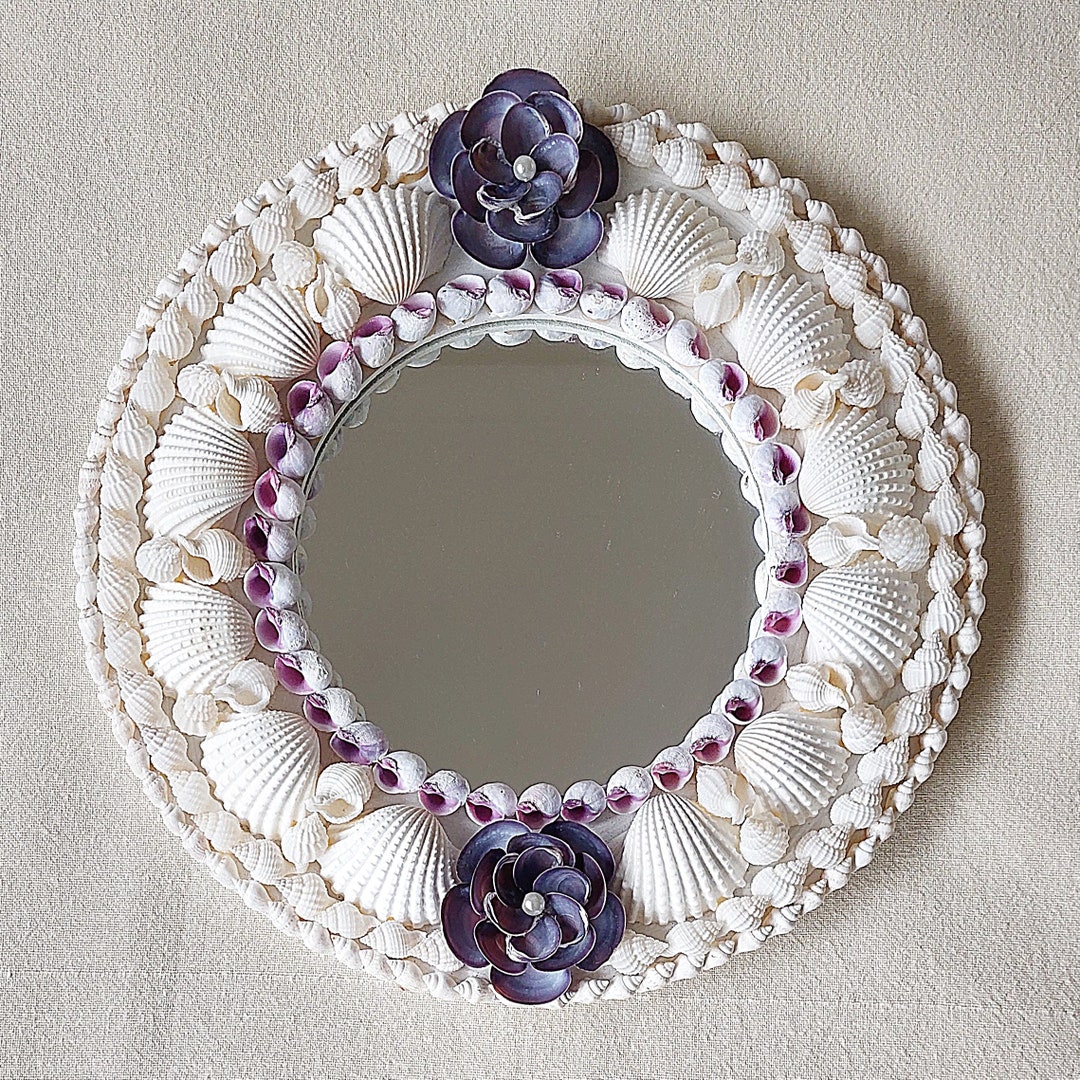 25cm 9.8inchpurple Shell Mirror - Etsy