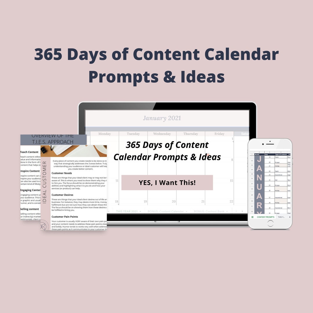 365 Days of Content Prompts & Ideas - Etsy
