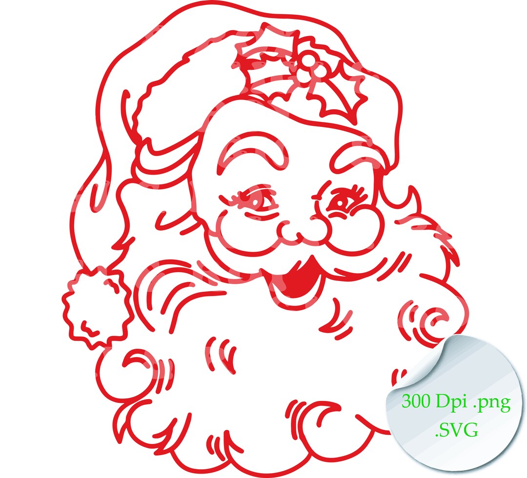 Vintage Santa Svg Png, Retro Christmas, Santa Face Png Svg, Christmas ...