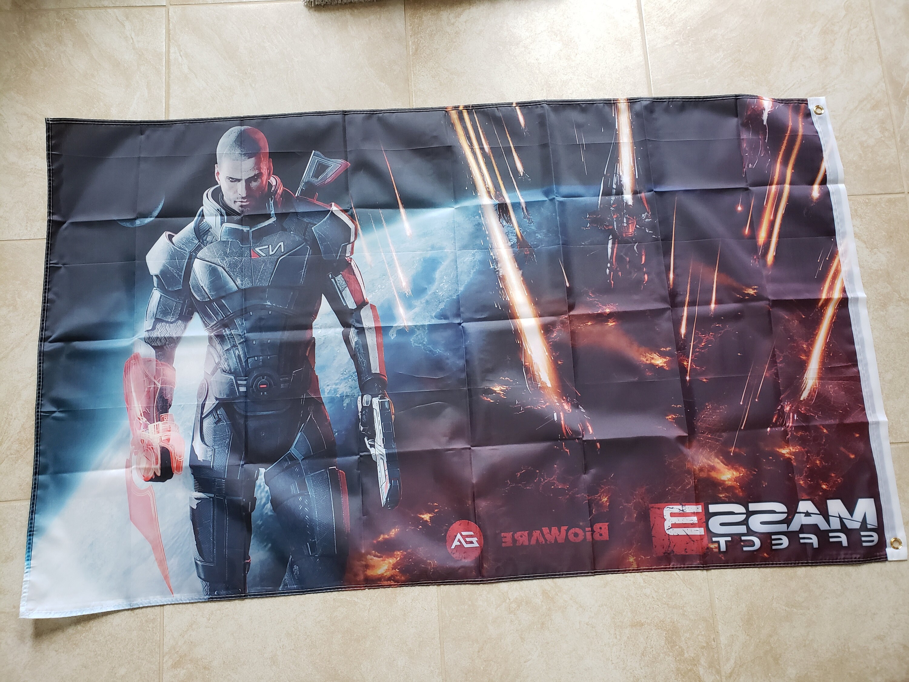 3x5ft Flag Mass Effect Male Shepard Wall Decor | Etsy