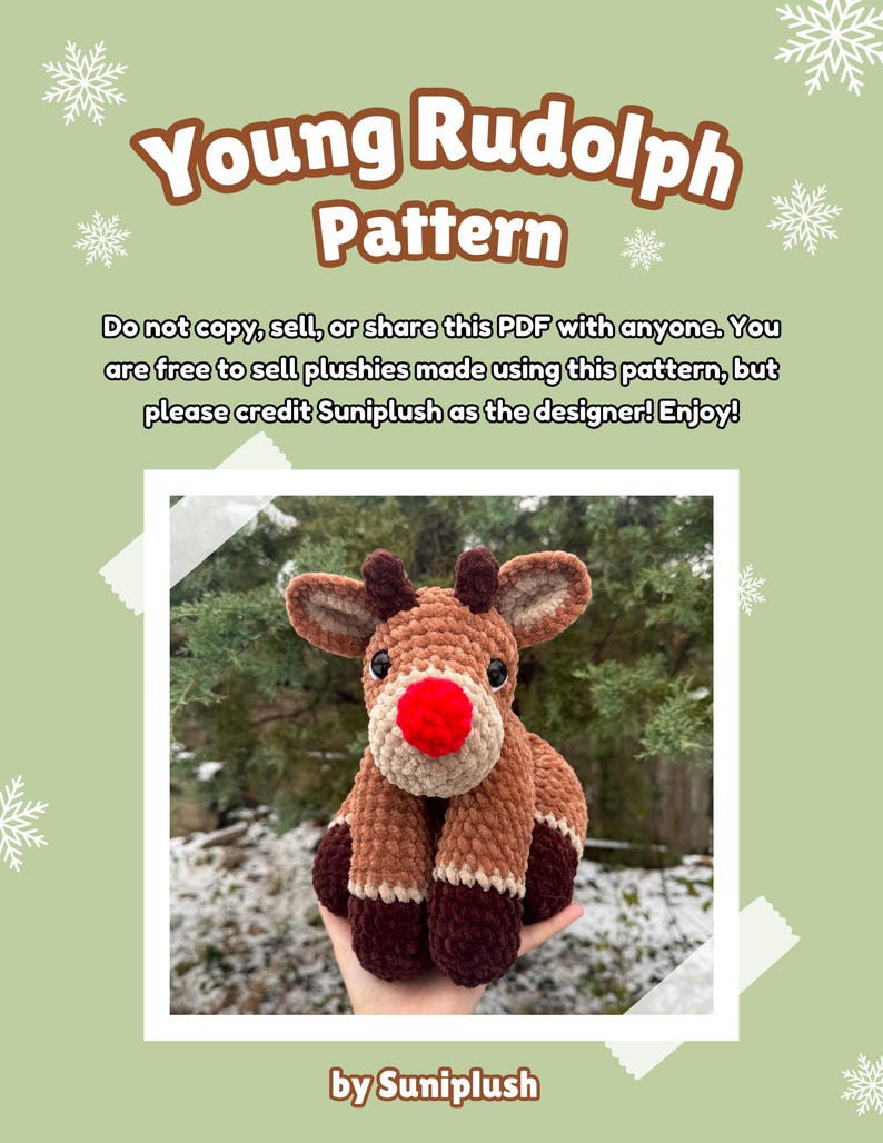 Crochet PATTERN Rudolph the Red-nosed Reindeer | PATTERN ONLY ...