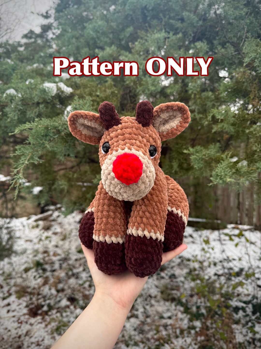 Crochet PATTERN Rudolph the Red-nosed Reindeer | PATTERN ONLY ...