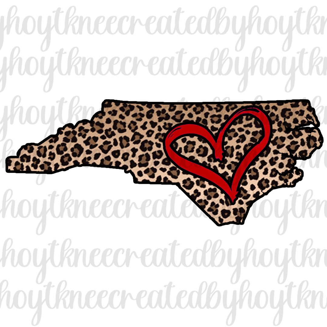 North Carolina Leopard Print With Heart PNG, NC Png, North Carolina Png ...