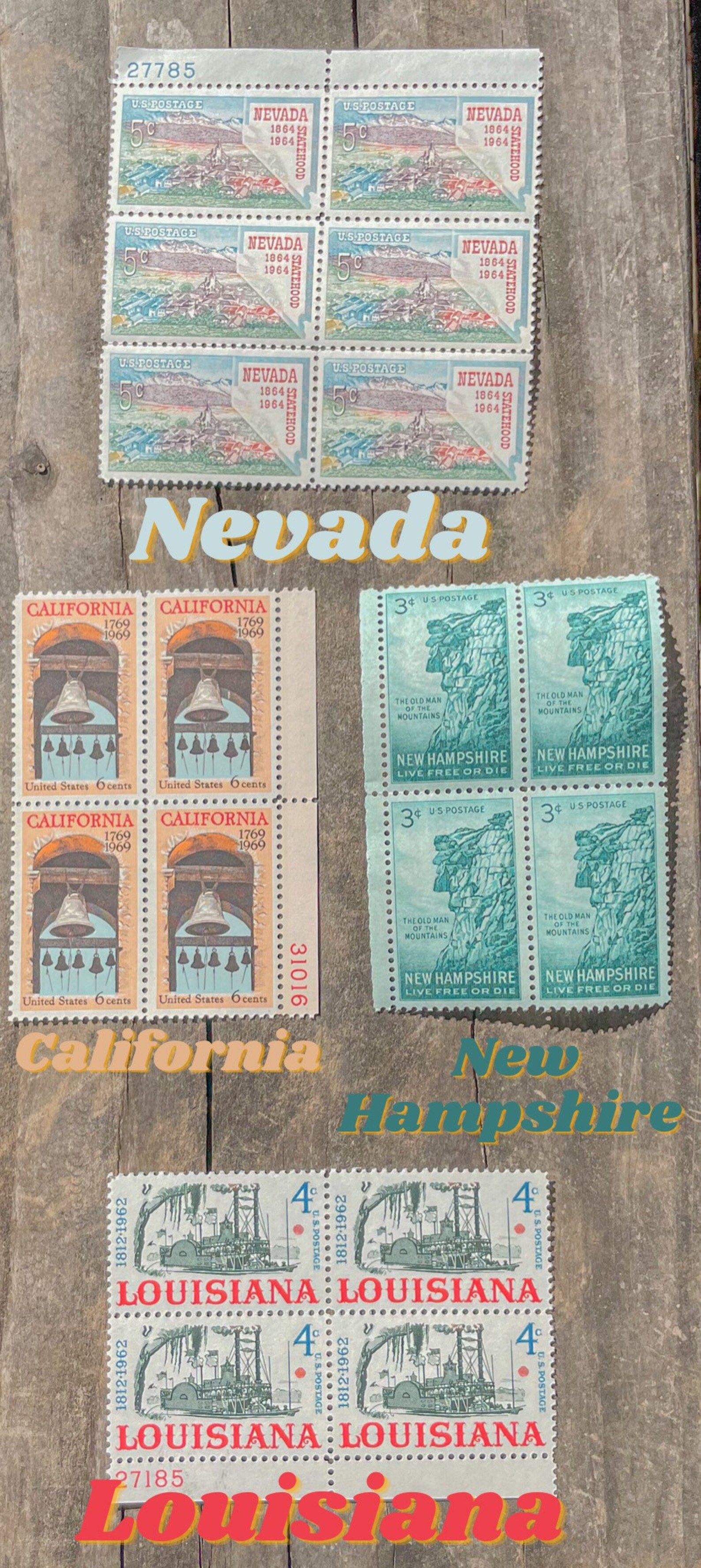 Vintage US Postage Stamps States - Etsy
