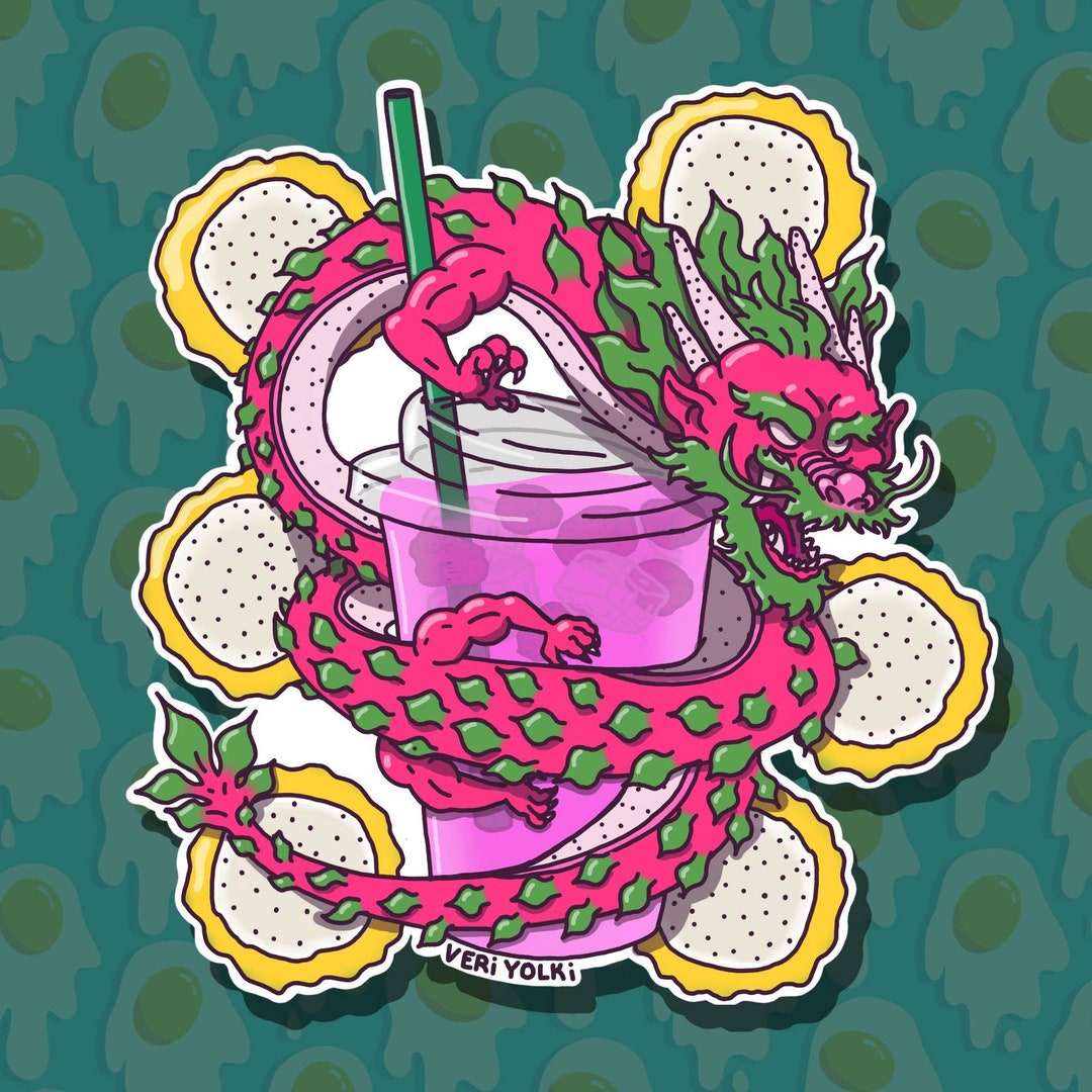 Refreshing Dragonfruit Dragon Cute Handmade Art Sticker - Etsy