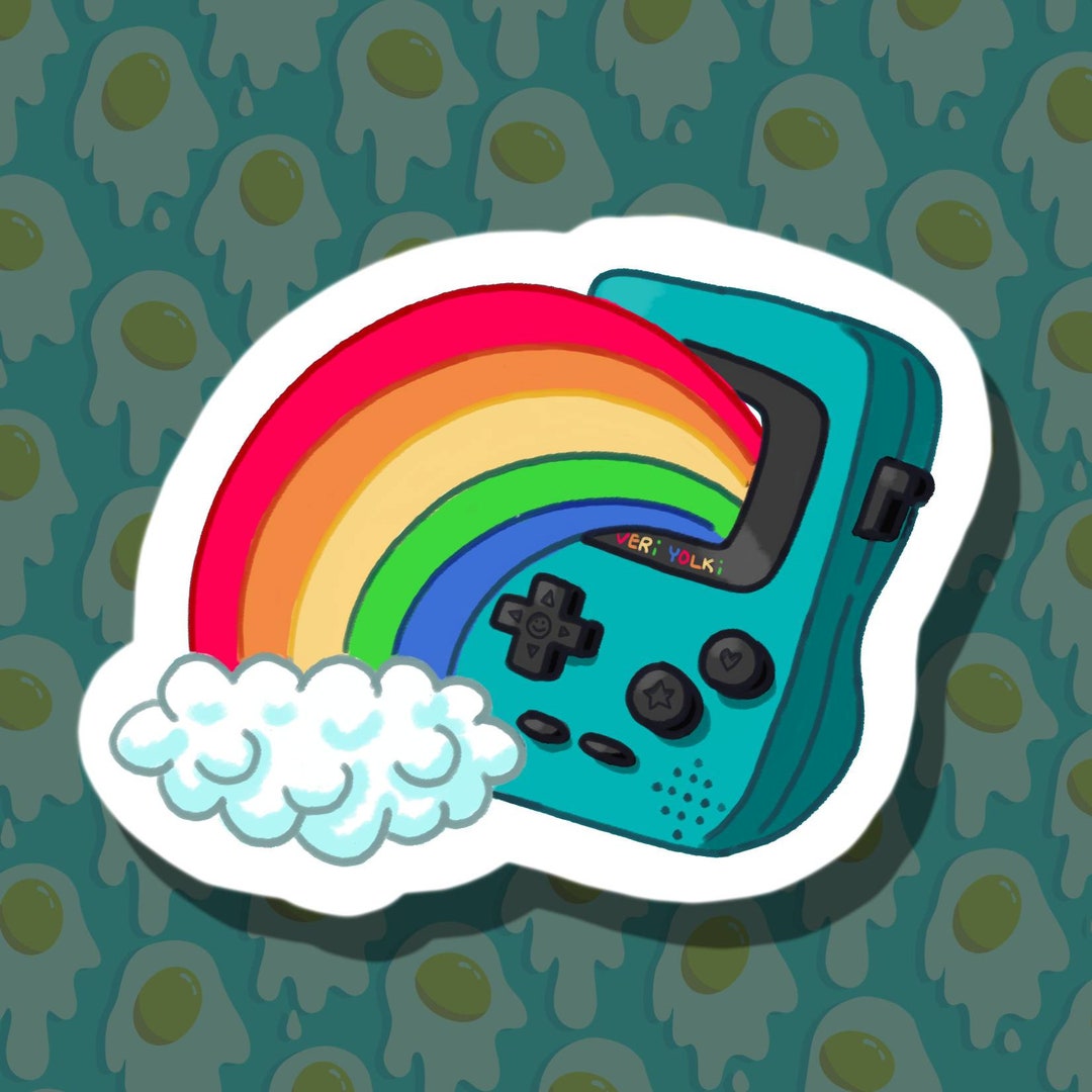 Rainbow Gaming Device: Handmade Art Sticker Decal - Etsy