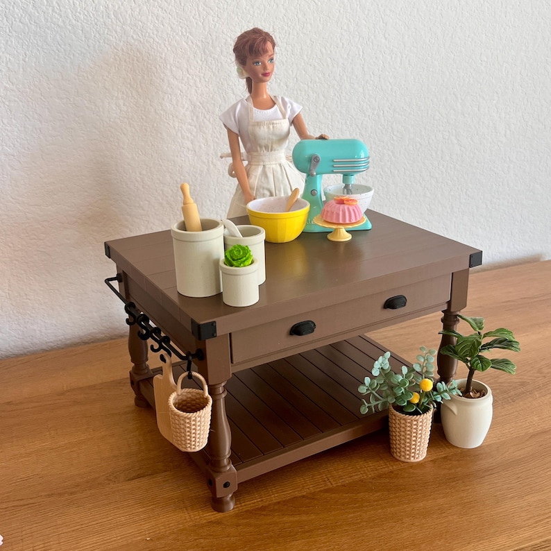 1/6 Scale Large Work Table – Double-wide | Miniature Kitchen Furniture ...