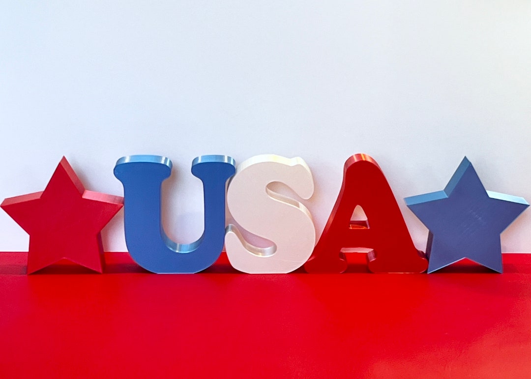 FILE for USA Block Letters for 3D Printing, 4th If July Decorations ...
