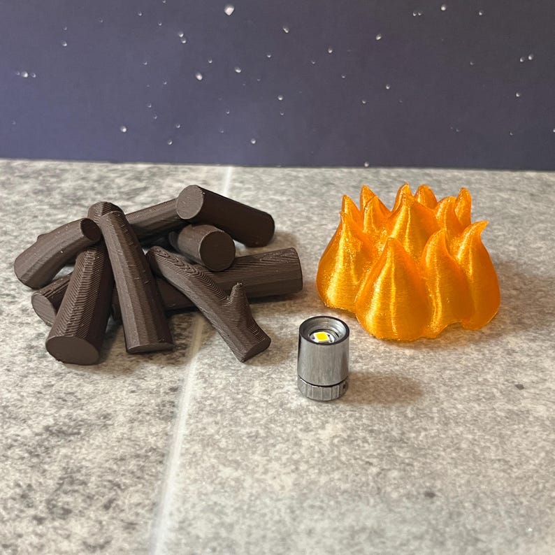 Miniature LED Campfire | 1:6 Scale Dollhouse Fire Prop - Etsy