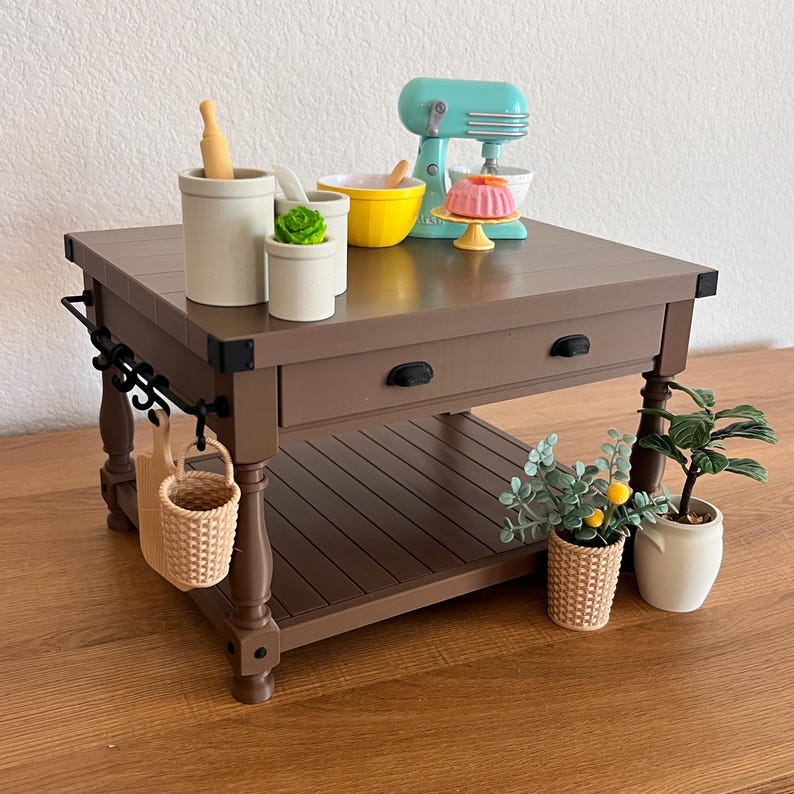 1/6 Scale Large Work Table – Double-wide | Miniature Kitchen Furniture ...