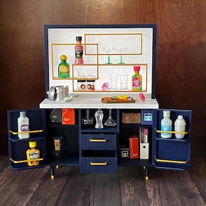 1/6 Scale Mid-century Modern Navy Bar, Miniveres Happy Hour Compatible ...