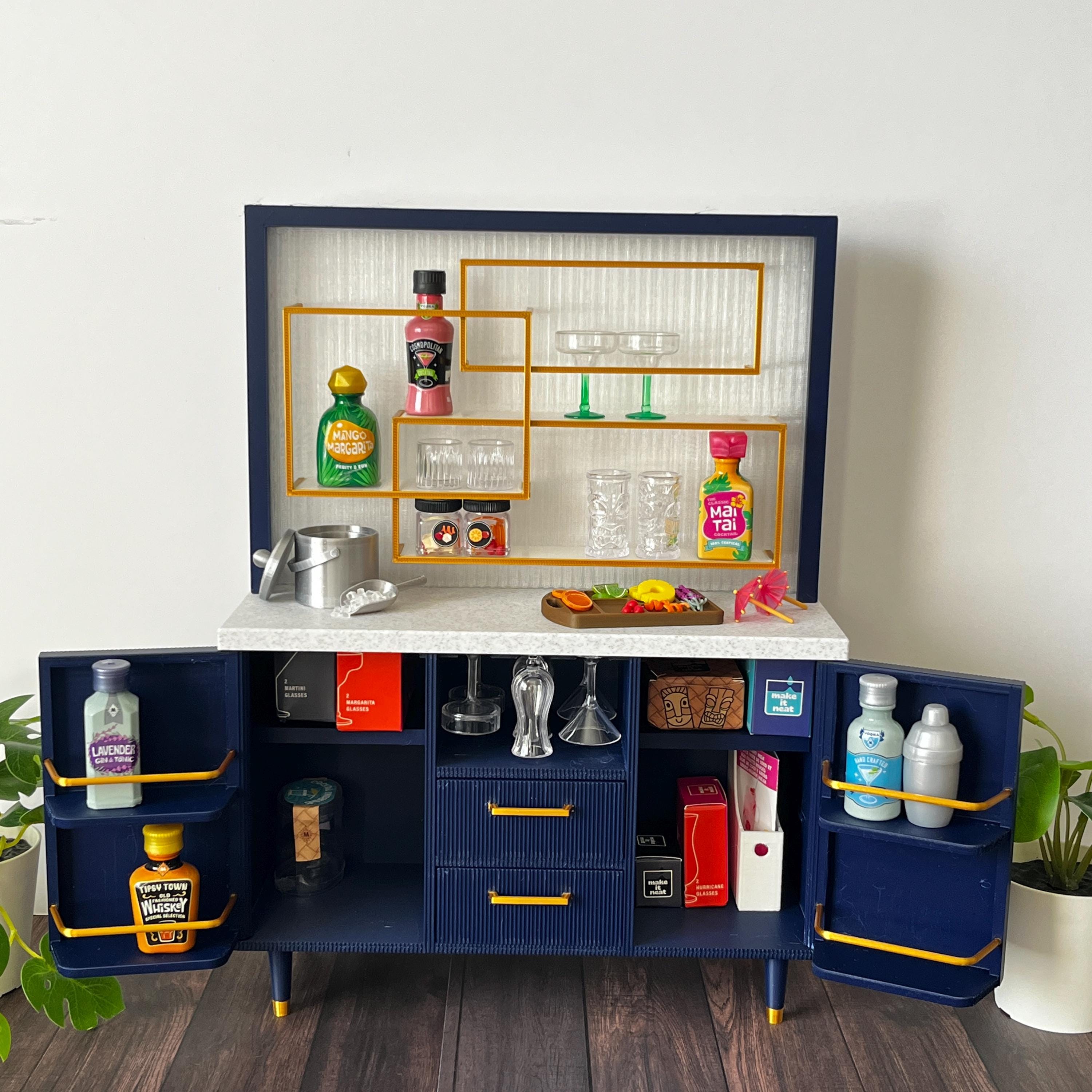 Mid-century Modern Brown Miniature Bar – 1/6 Scale, Miniveres Happy ...