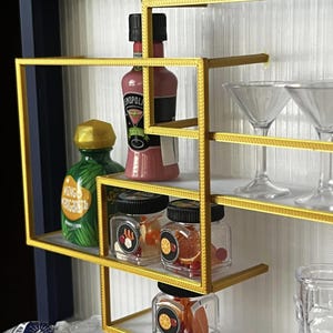 Navy Mid-century Modern Miniature Bar - Navy With Gold Hardware, 1/6 ...