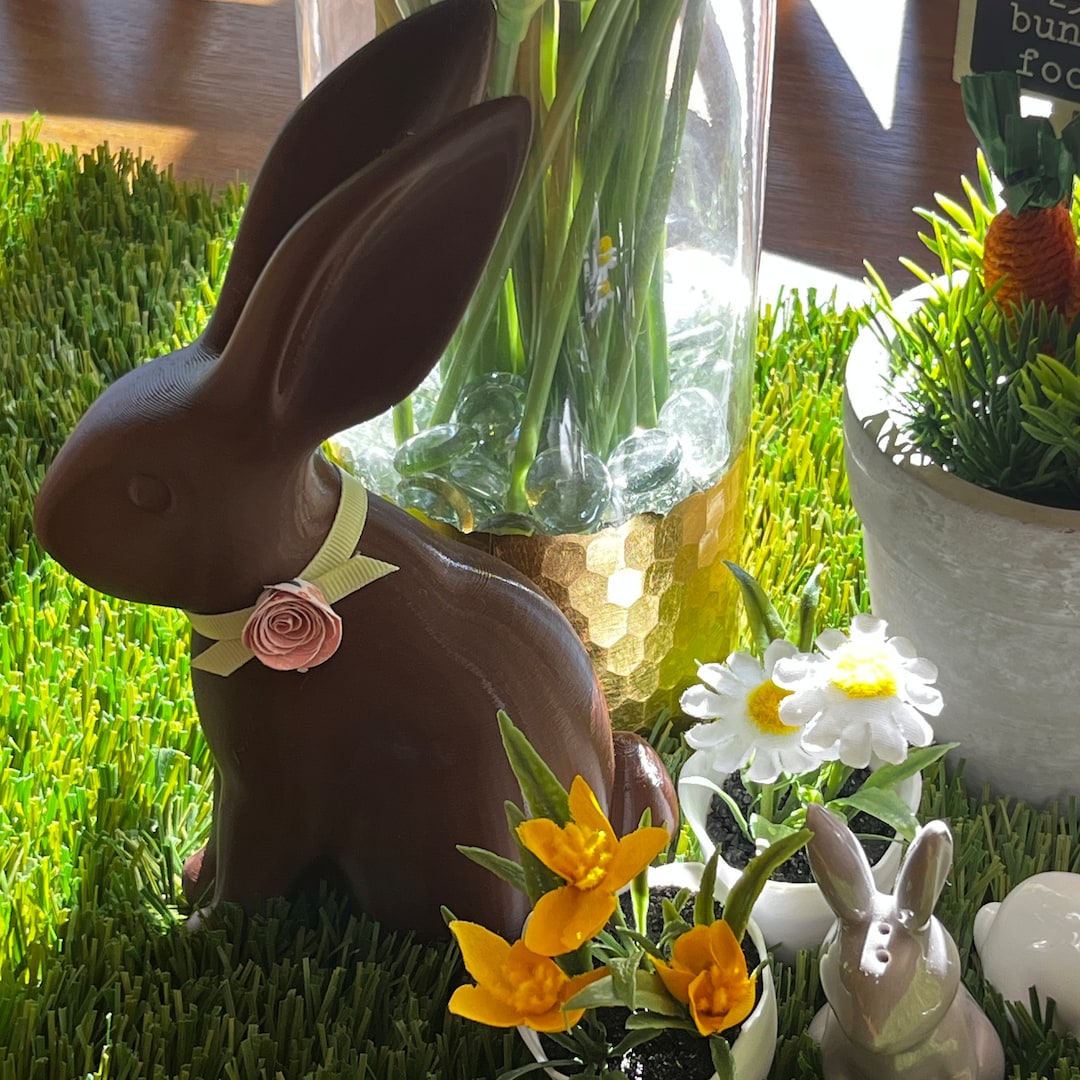 Faux Chocolate Bunny, Easter Home Decor, 3D Printed, Miniature, Table ...
