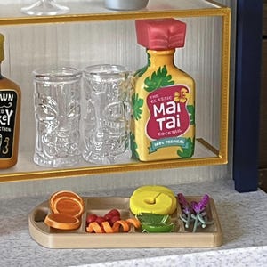 Navy Mid-century Modern Miniature Bar - Navy With Gold Hardware, 1/6 ...