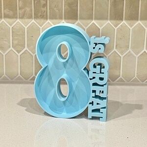 Custom Made "8 is Great" 3D Printed Box Tray Fillable Number | Birthday ...