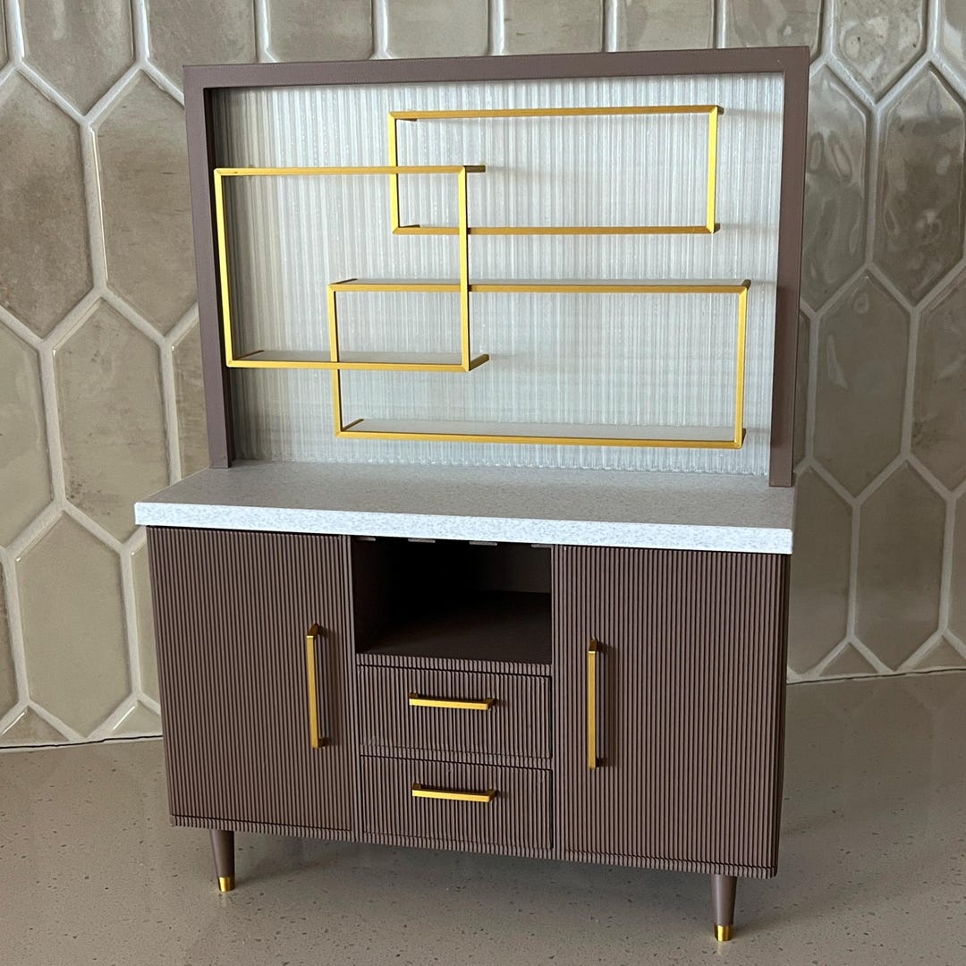 Mid-century Modern Brown Miniature Bar – 1/6 Scale, Miniveres Happy ...