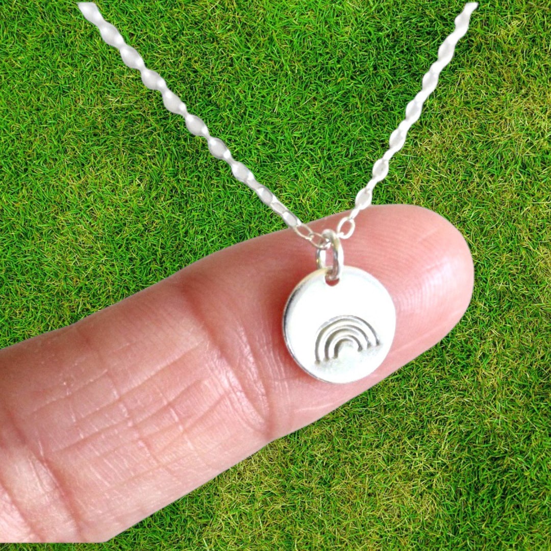 Rainbow Necklace, Minimalist Pride Jewelry, Weather Pendant Necklace ...