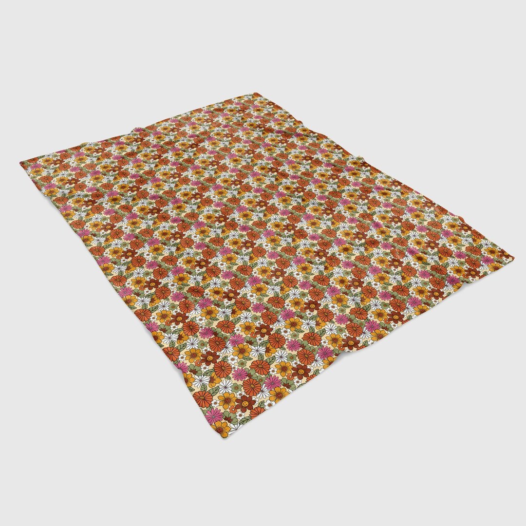 Flowers Retro Blanket - Etsy