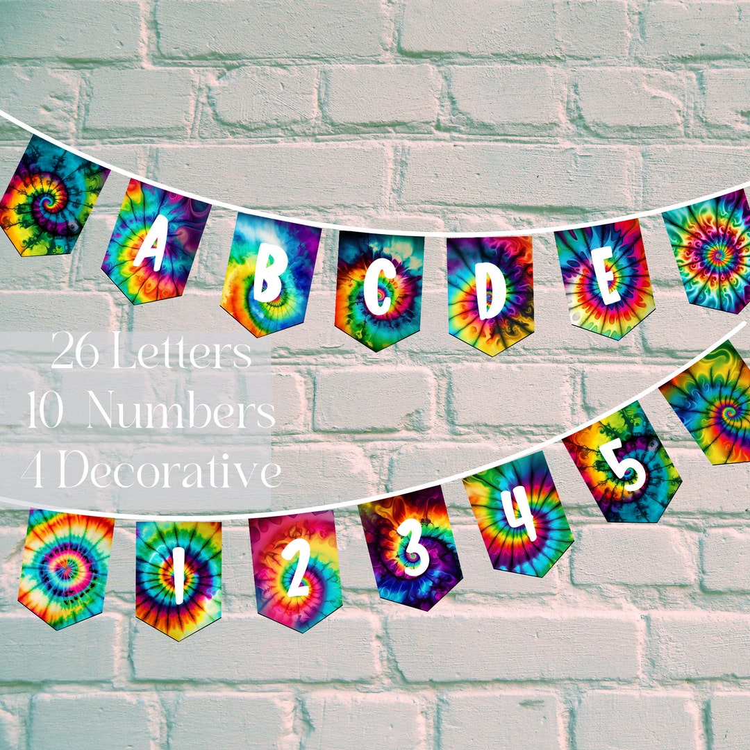 Tie Dye Banner Tie Dye Bunting Tie Dye Party Flag Tie Dye - Etsy