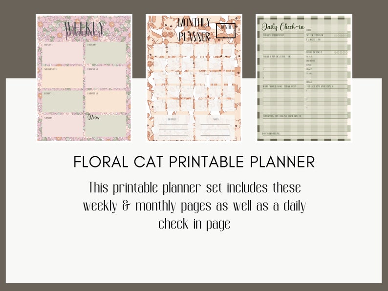 Cat Planner Flower Planner Printable Planner Daily Planner - Etsy