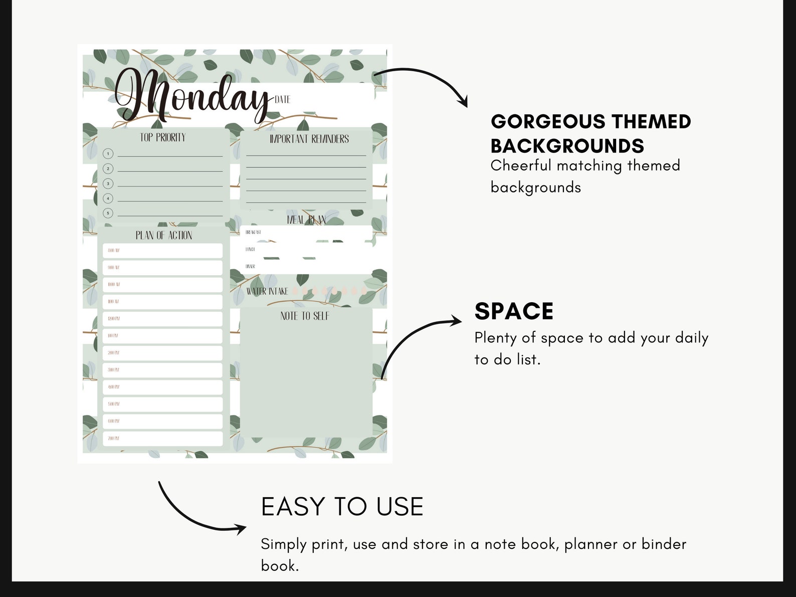 Eucalyptus, Australia Diary, Printable Planner, Daily Planner, Weekly ...