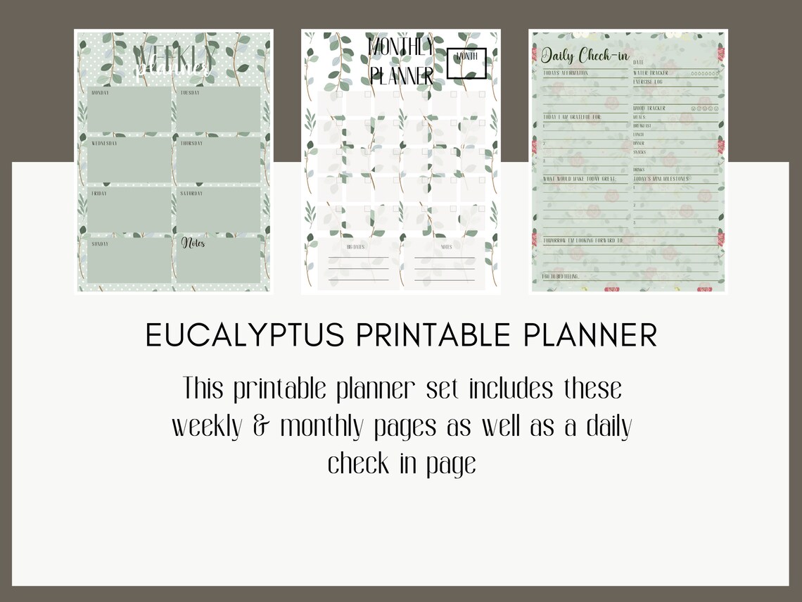 Eucalyptus, Australia Diary, Printable Planner, Daily Planner, Weekly ...