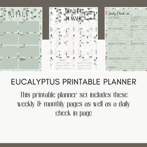 Eucalyptus, Australia Diary, Printable Planner, Daily Planner, Weekly ...