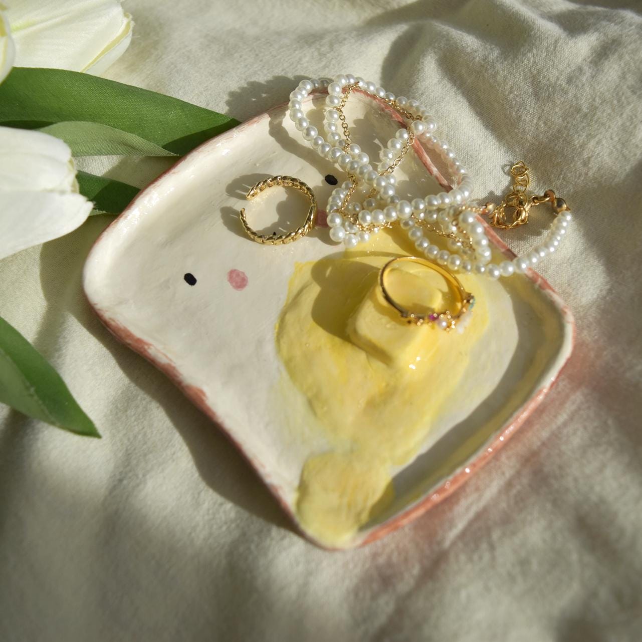 Butter Bread Clay Tray Ceramic Bread Tray, Toast Plate Ring Dish , Clay ...