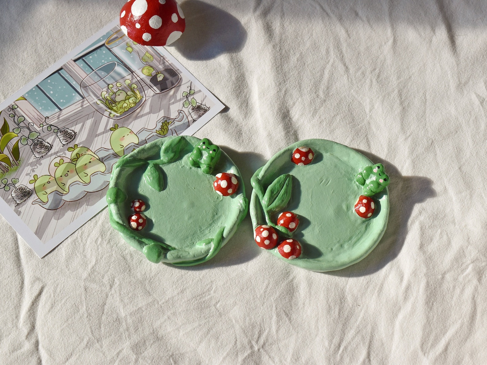Frog Clay Dish Frog Trinket Dish Mushroom Ceramic Jewelry - Etsy