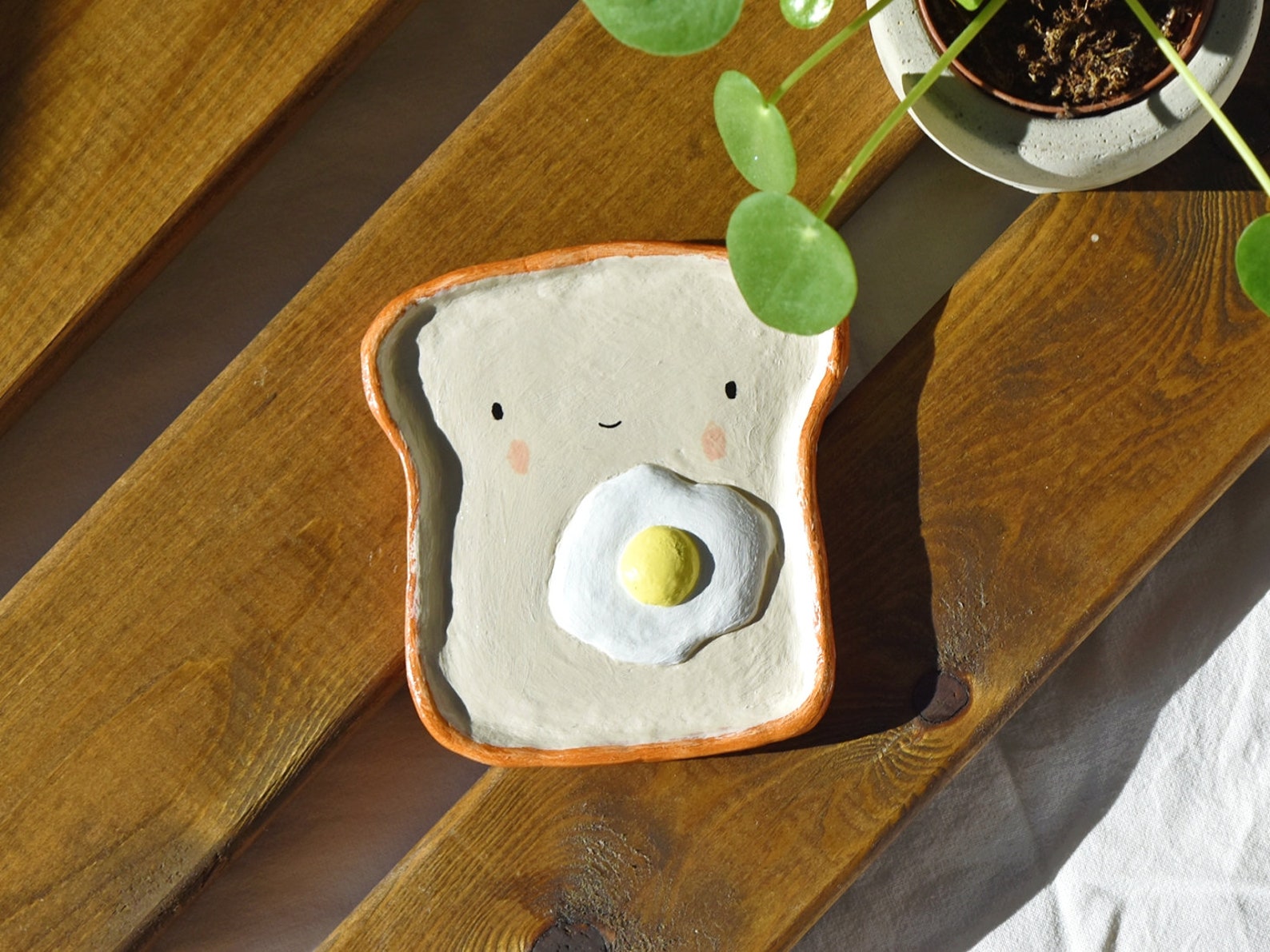 Fried Egg Bread Clay Tray Ceramic Bread Tray Toast Plate - Etsy