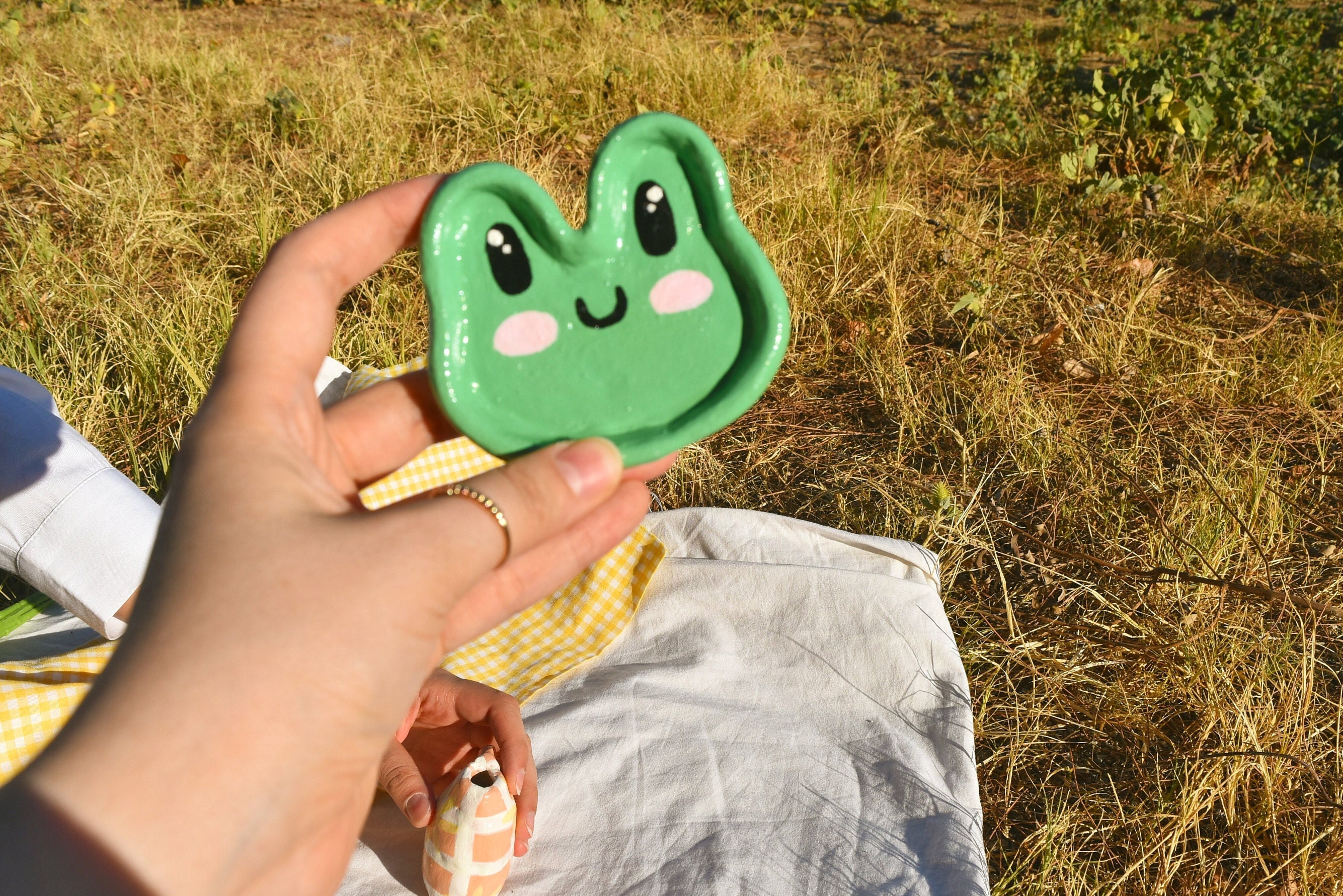 Frog Clay Dish - Painted Frog Ceramic Trinket Dish Plate , Cute Clay ...
