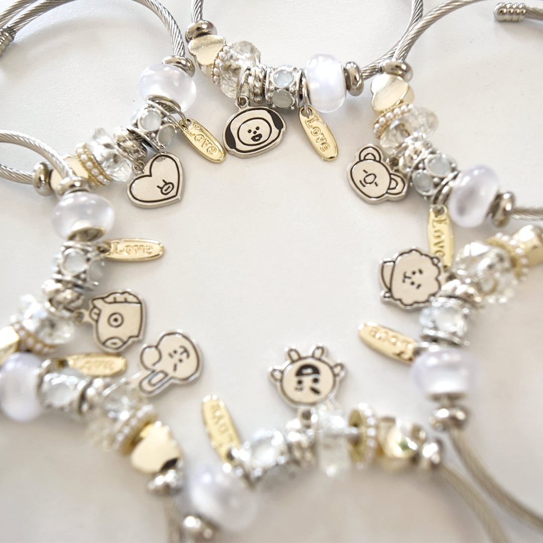BT21 Charm Bracelet, BTS Pandora, Kpop Stainless Steel Bracelet - Etsy