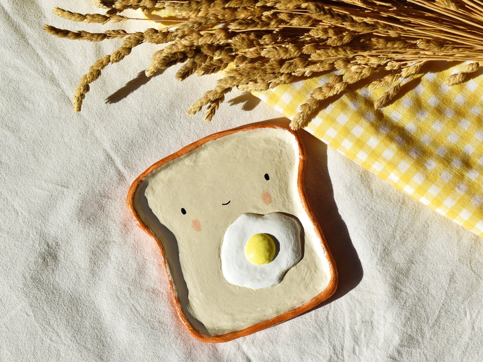 Fried Egg Bread Clay Tray Ceramic Bread Tray Toast Plate - Etsy