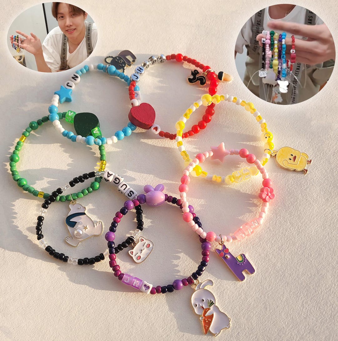 BTS Jhope Beaded Bracelet, Hoseok Vlive Inspired Charm Bracelet ...