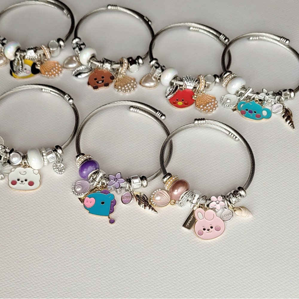 BT21 Charm Bracelet, BTS Pandora, Kpop Stainless Steel Bracelet - Etsy