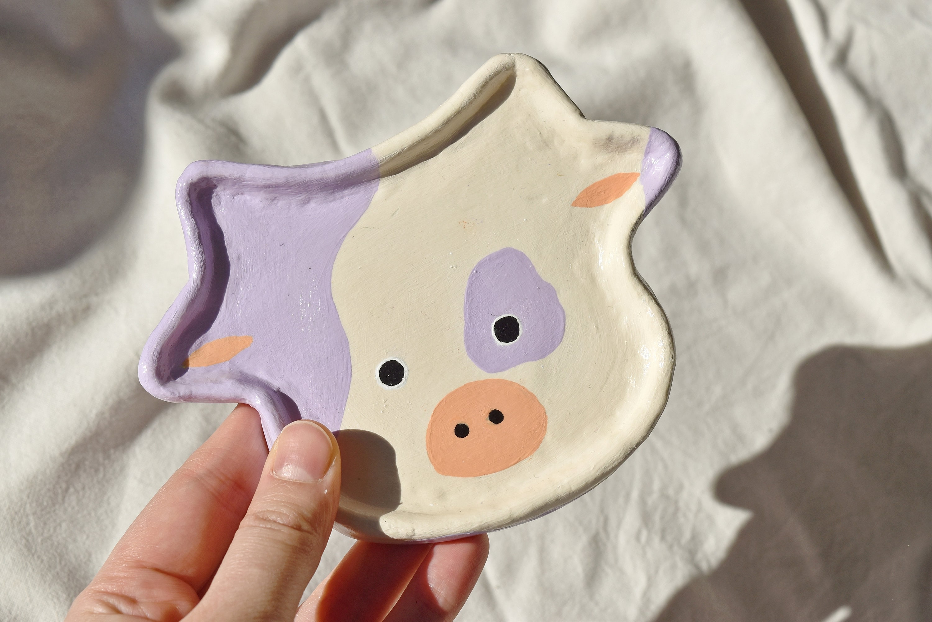 Cow Print Ceramic Dish Cow Trinket Dish Clay Cow Ring - Etsy