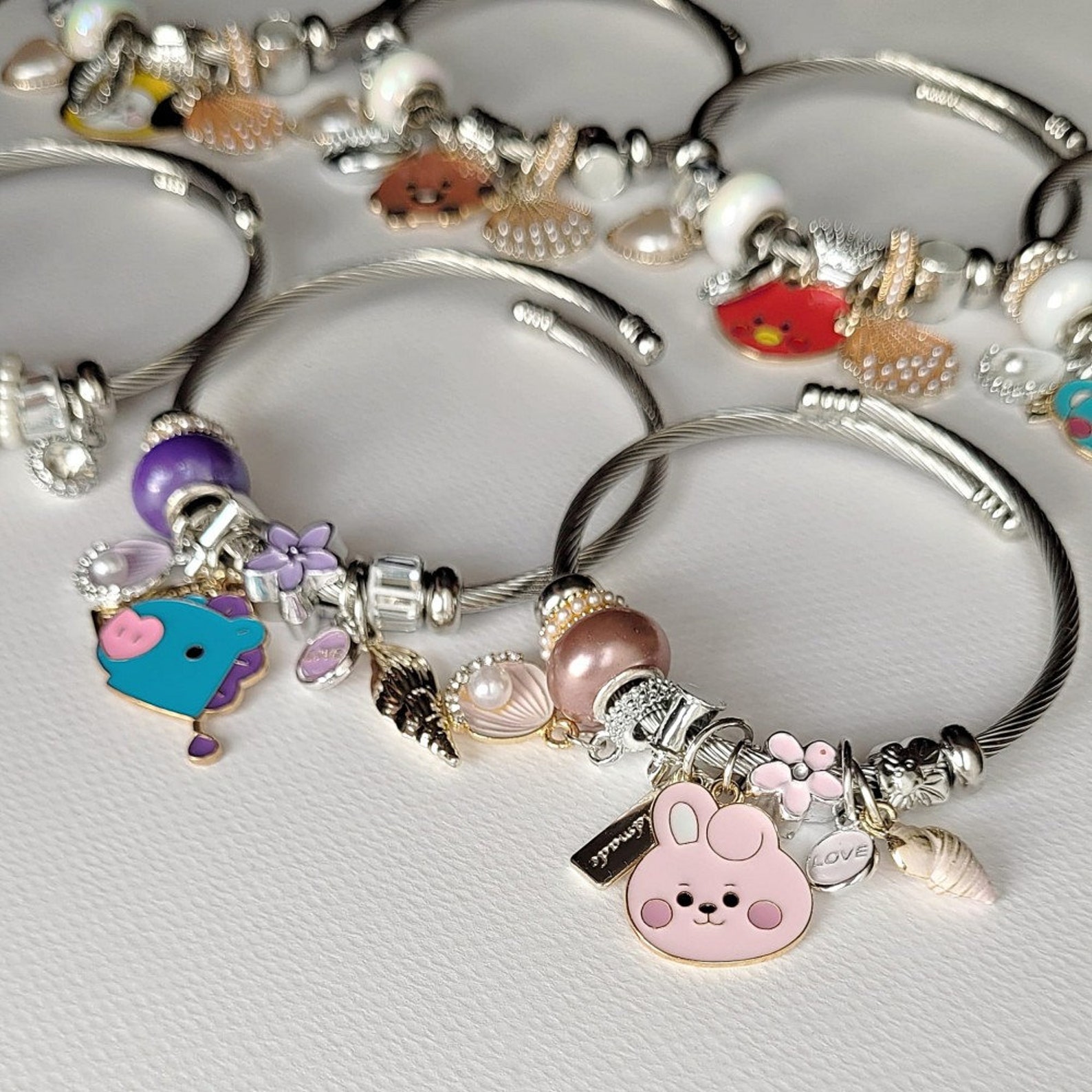 BT21 Charm Bracelet, BTS Pandora, Kpop Stainless Steel Bracelet - Etsy