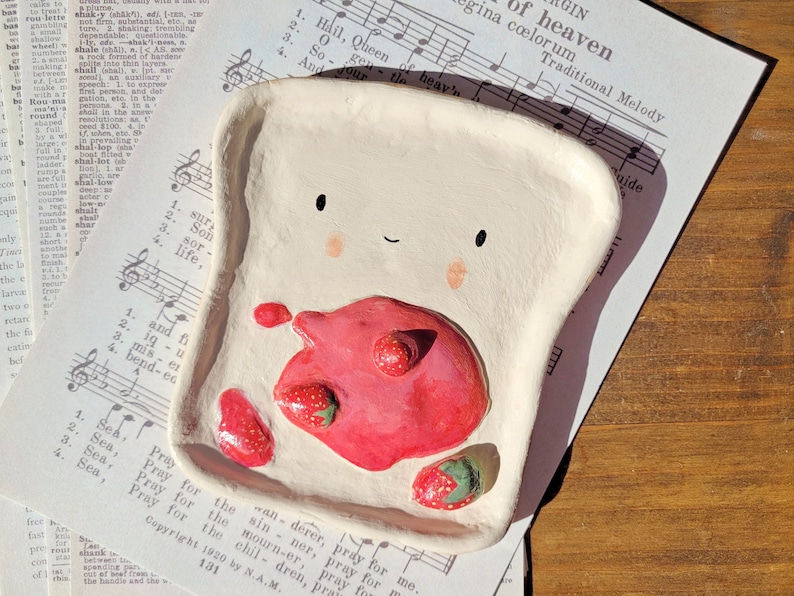 Strawberry Jam Bread Clay Dish Ceramic Strawberry Tray Clay - Etsy
