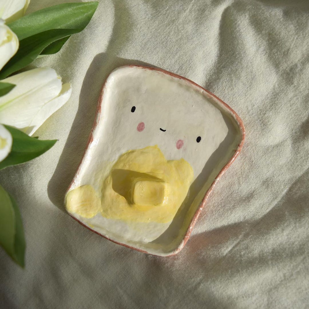 Butter Bread Clay Tray - Ceramic Bread Tray, Toast Plate Ring Dish ...