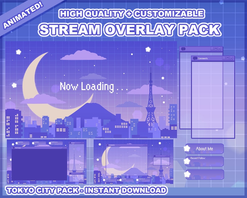 ANIMATED Twitch Stream Pack / Tokyo City / VTUBER / Offline / Brb ...