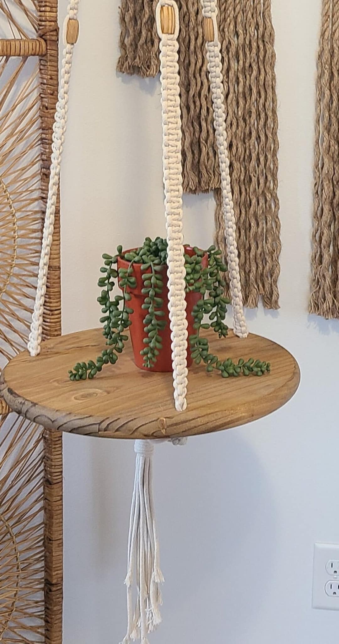 Handmade Macrame Hanging Table / Macrame Shelf / Plant Hanger / 15 ...