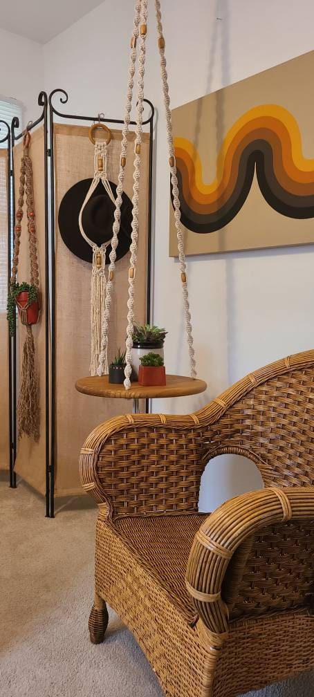 Handmade Macrame Hanging Table / Boho Macrame Table / Plant Holder / 18 ...