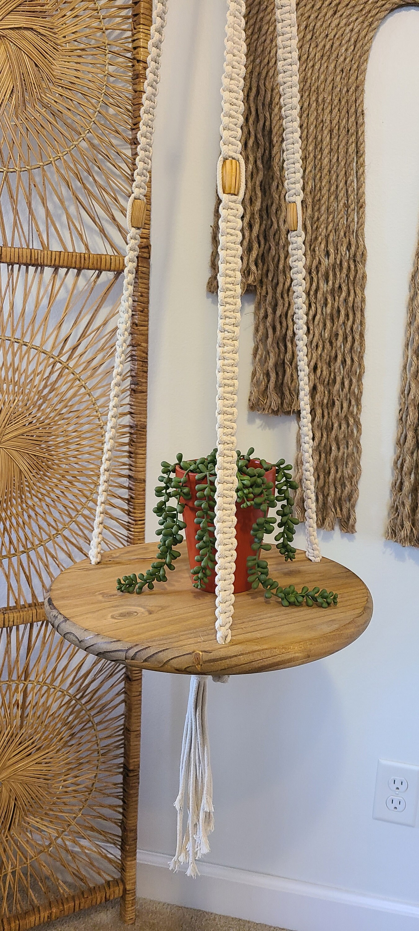 Handmade Macrame Hanging Table / Macrame Shelf / Plant Hanger / 15 ...